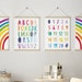 Rainbow Wall Art, Set of 4 Print, Alphabet Print, Number Wall Art ...