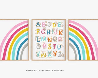 Personalized Alphabet Poster. Nursery Wall Art. Animal Themed - Etsy