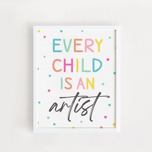Every Child is an Artist Printable, Kids Wall Art for Girls, Happy Wall ...