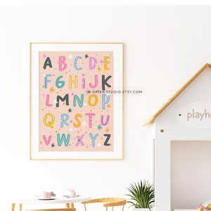 Pink ABC Poster, Boho Nursery Decor, Alphabet Poster, Alphabet Print ...
