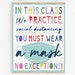 Wear a Mask Sign, Classroom Mask Poster, in This Classroom, Mask Sign ...