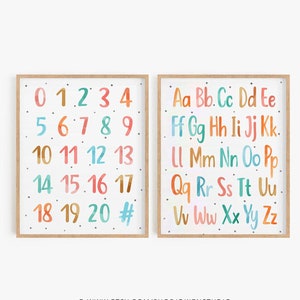 Alphabet Poster, Number Chart 1-20, Montessori Printable, Number Wall ...