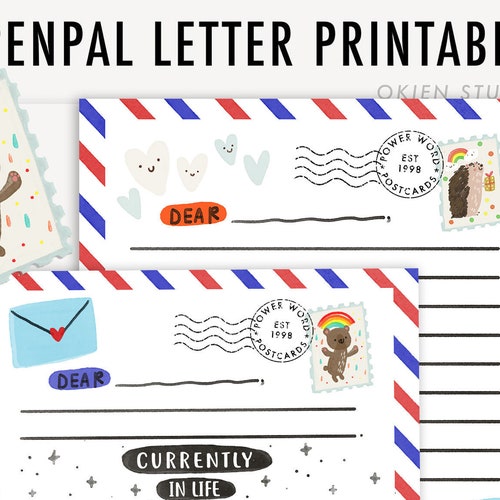 Kids Pen Pal Printable Letter Templates for Kids Letter | Etsy UK