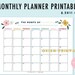 Floral Monthly Planner Printable: Pink & Navy, Undated (digital ...
