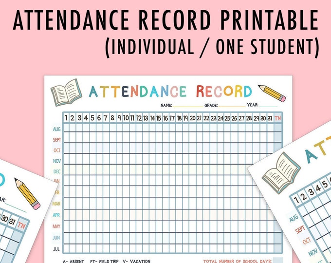 Homeschool Attendance Log Printable, Homeschool Planner, Teacher ...