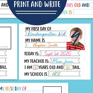 First Day of School Sign Printable: Student Information Sheet (digital ...
