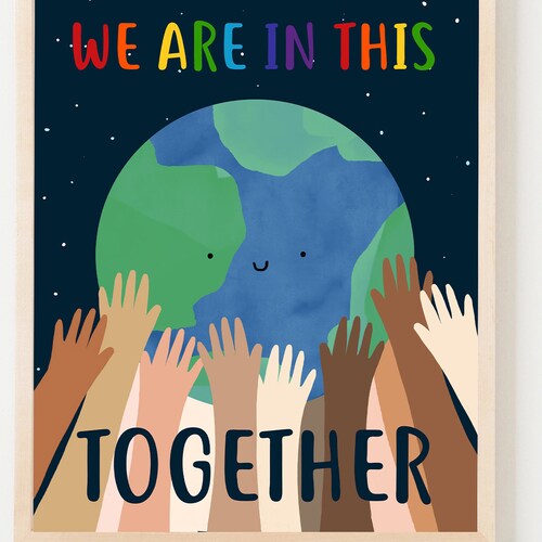 Printable Together Diversity Poster Earth Hands Print - Etsy