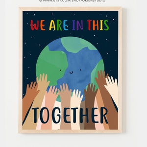 Printable Together Diversity Poster Earth Hands (Download Now) - Etsy