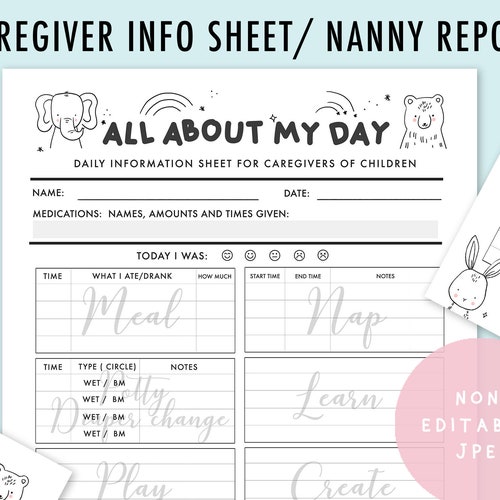 Printable Nanny Log Daily Infant Care Sheet Babysitter - Etsy