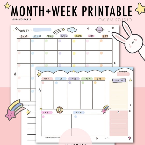 Printable Calendar - Etsy