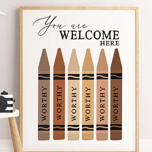 Clasroom Sign Diversity Art Print Classroom Decor All Are | Etsy