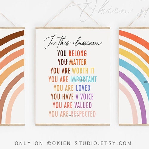 Boho Rainbow Poster Diversity Classroom Inclusive Rainbow - Etsy