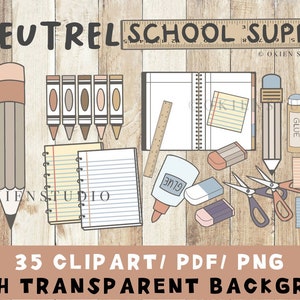 Neutral Stationery Clipart, Neutral Boho Classroom Labels, School ...