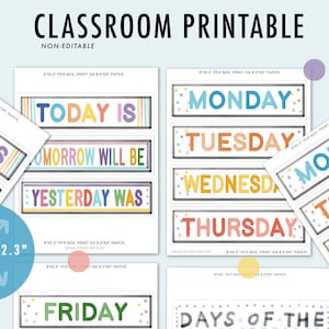 Pastel Days of the Week Printable: Neutral Colorful Classroom Decor for ...