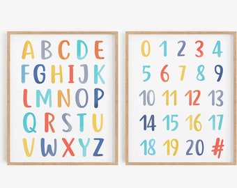 Alphabet Poster Number Chart 1-20 Montessori Printable | Etsy