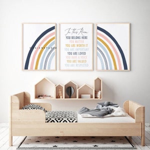 Neutral Wall Art, in This Room Sign, Rainbow Poster Set, Diversity ...