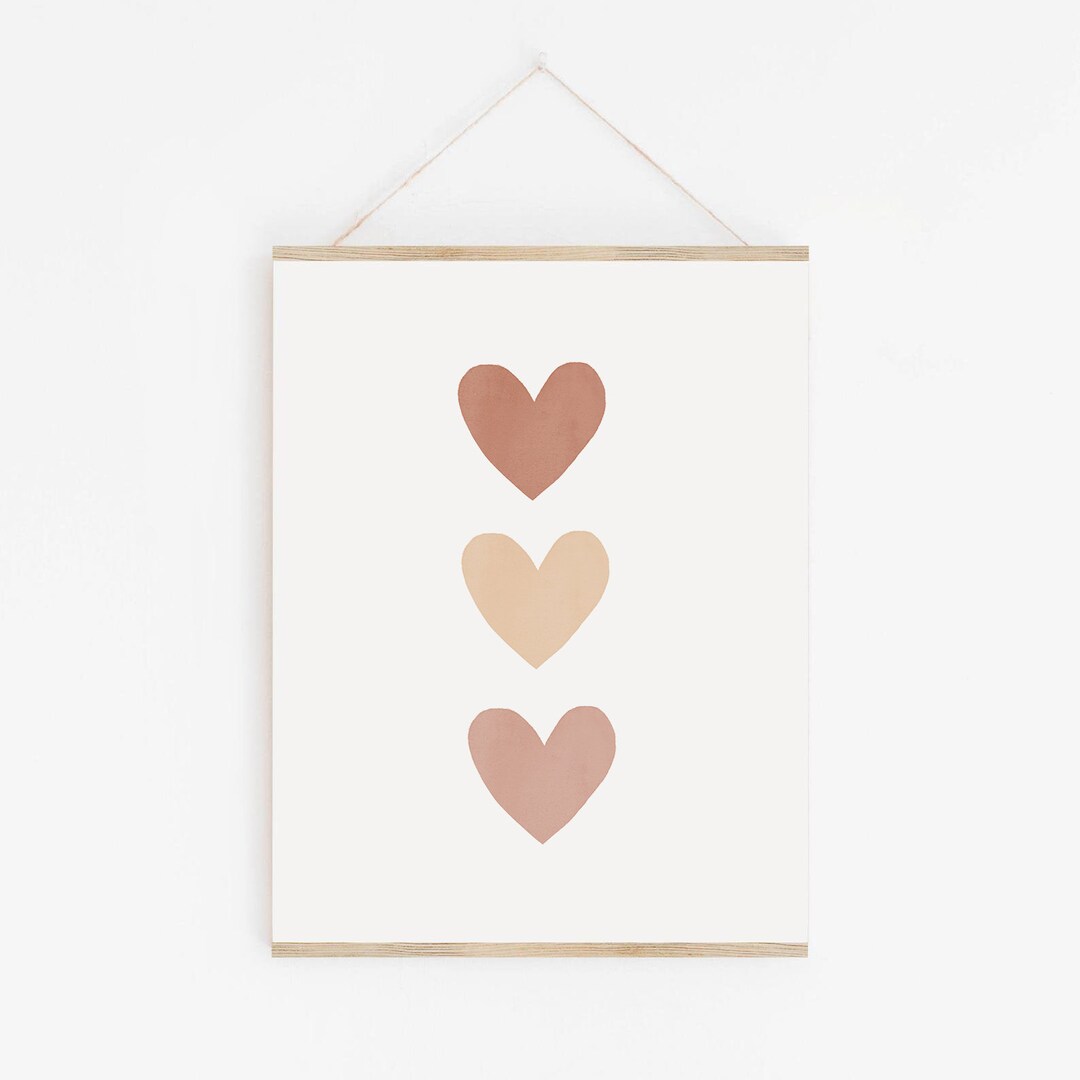 Boho Wall Art, Boho Heart, Watercolor Hearts Printable, Nursery Decor ...