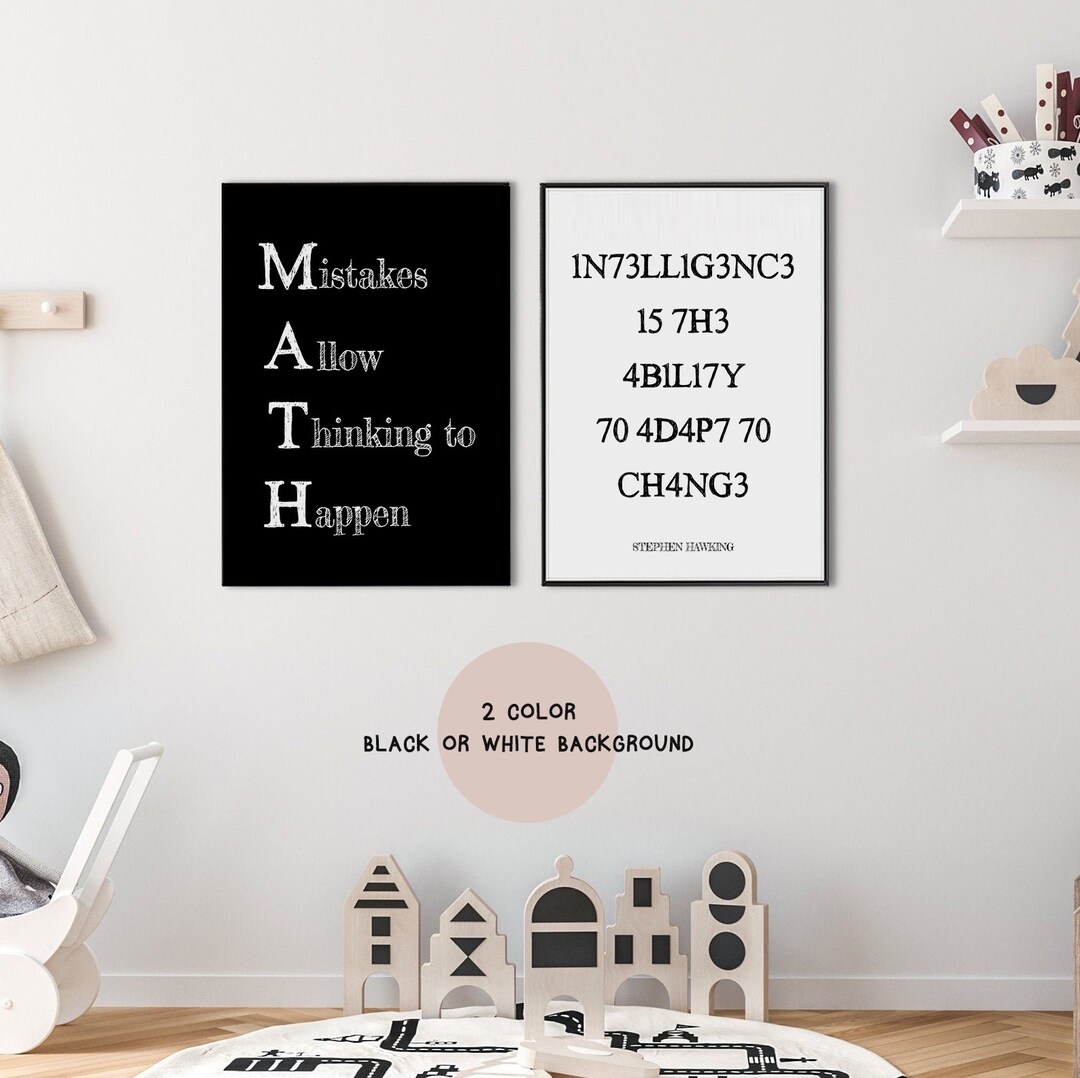 Math Classroom Art Poster Set: Stephen Hawking Quotes (digital Download ...