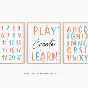 Rainbow Alphabet Number Prints: Boho Kids Room Decor (digital Download ...