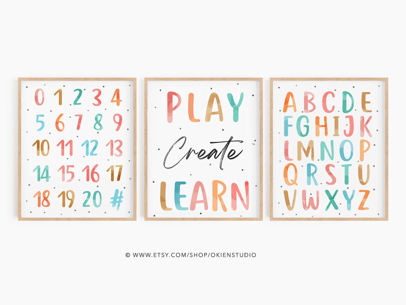 Rainbow Alphabet Number Prints: Boho Kids Room Decor (digital Download ...
