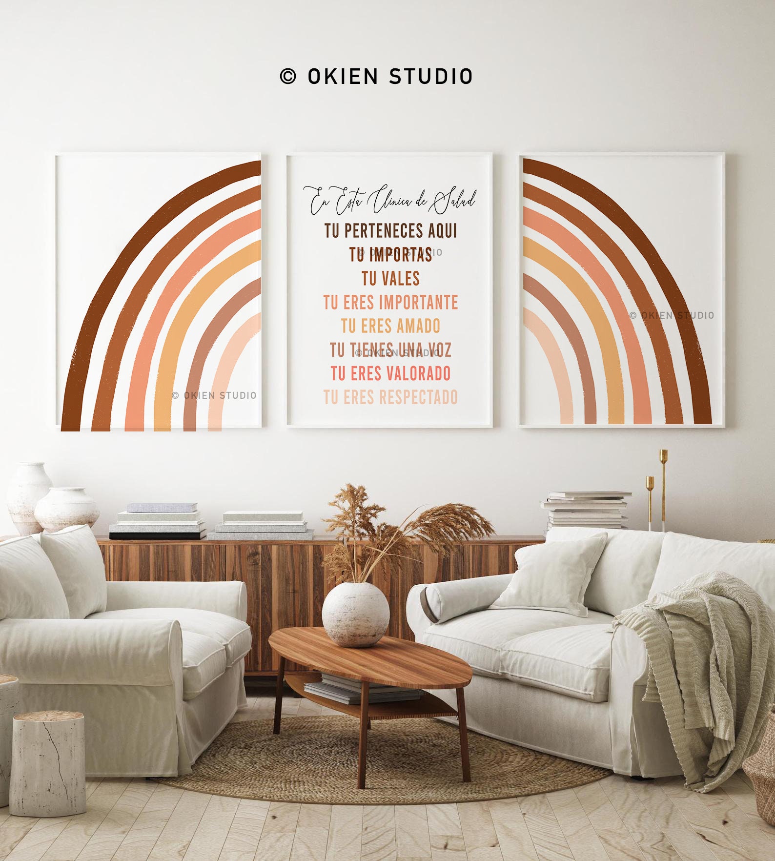 Bilingual Classroom Posters: Rainbow Decor, Spanish Health Clinic Sign ...