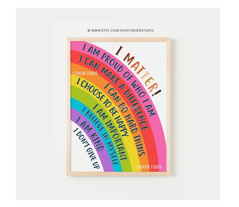 Positive Affirmations Rainbow Poster: Inspirational Wall Art (digital ...