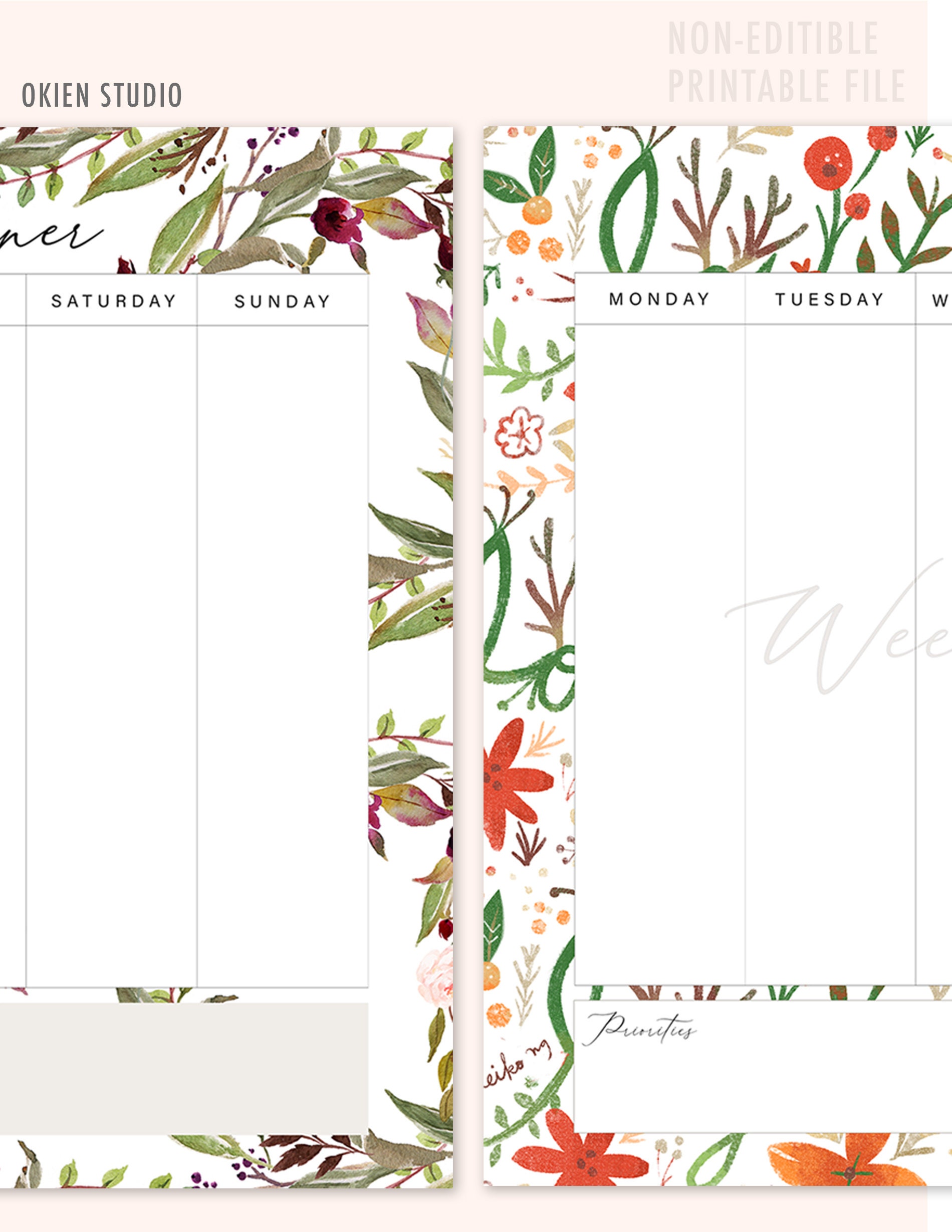 Floral Weekly Planner Printable: Christmas Schedule (PDF) - Etsy