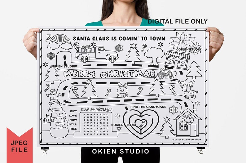 Boho Coloring Pages Christmas Placemats Printable Christmas - Etsy