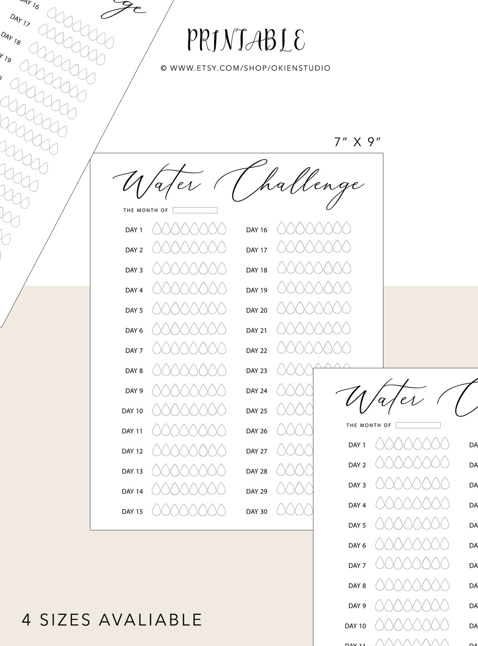 Printable Simple Water Tracker Water Insert Printable - Etsy