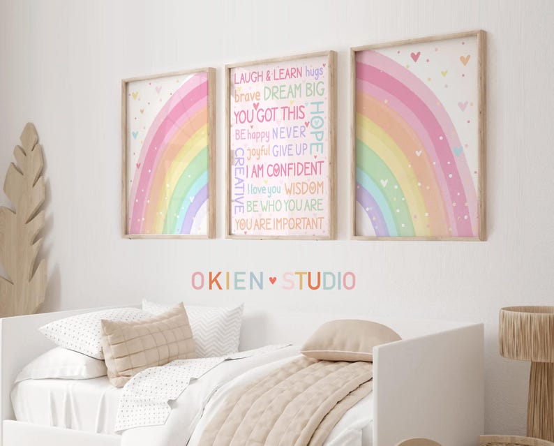 Pastel Rainbow Positive Affirmations Print Set: Girl Playroom Decor ...