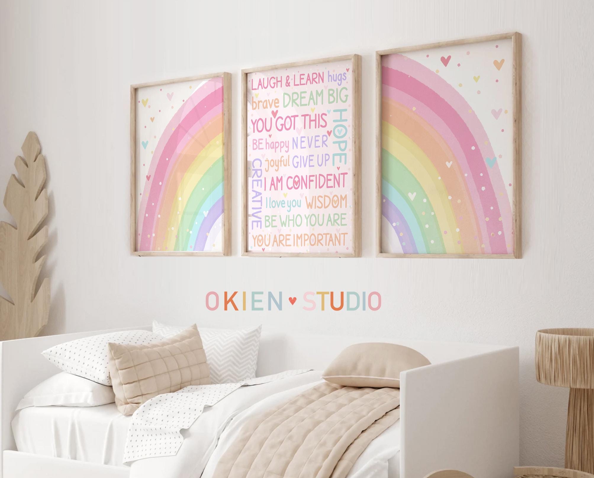 Pastel Rainbow Positive Affirmations Print Set: Girl Playroom Decor ...