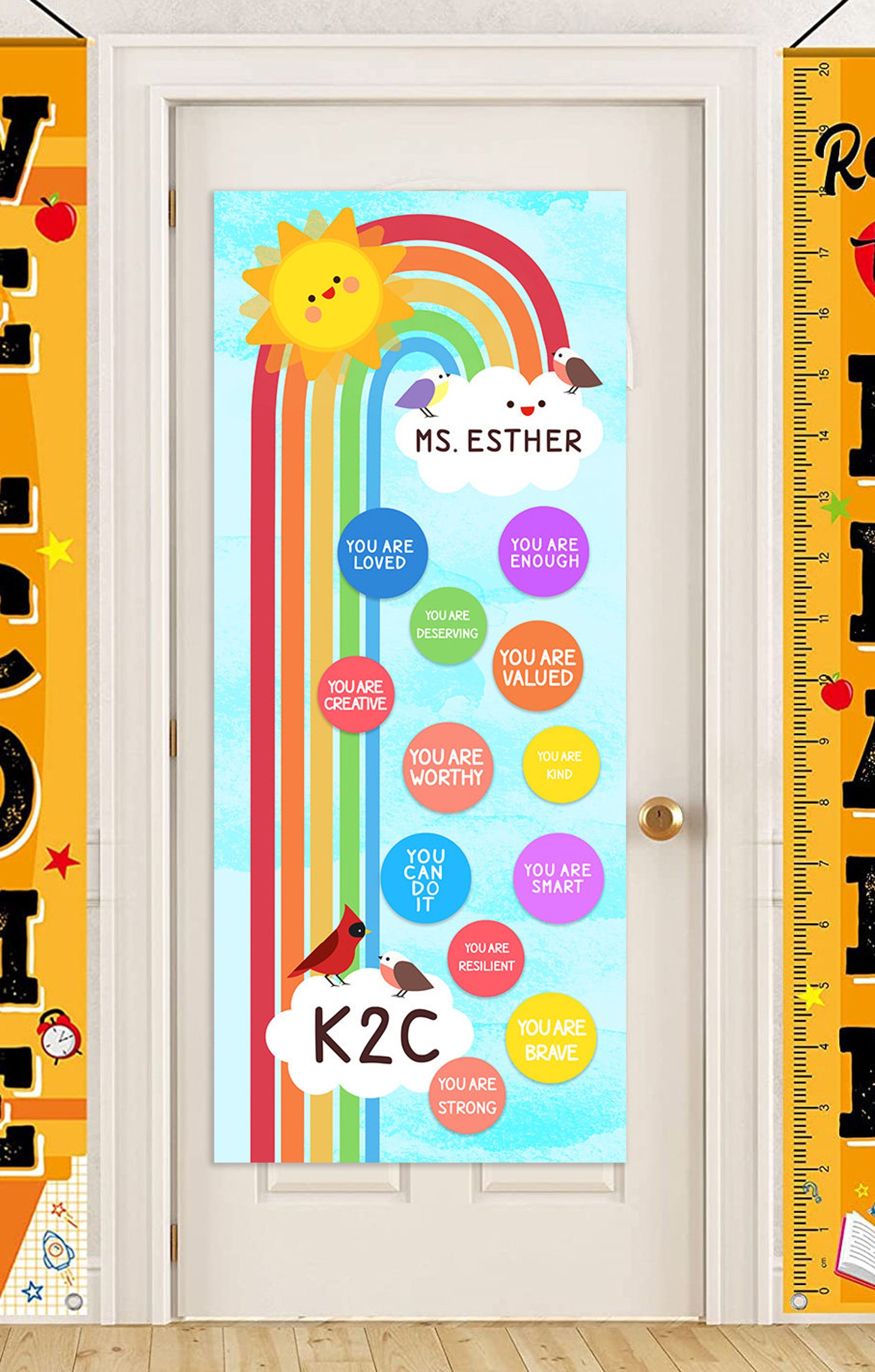Classroom Door Decoration: Rainbow Positive Affirmations Door Sign ...
