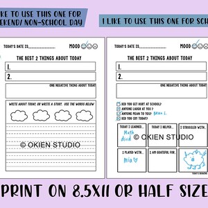 Kid Self Reflection Journal, Parent Check-in, Kids Daily Journal ...