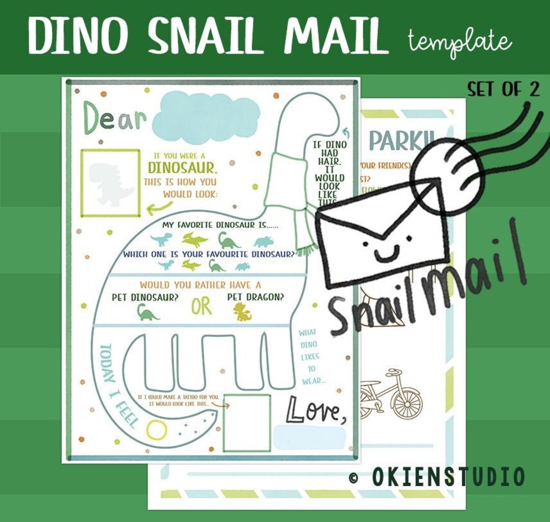 Dinosaur Letters, Kids Pen Pal Printable, Dino Letter Templates for ...