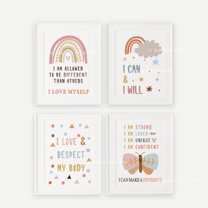 Positive Quotes Wall Art, I Am Enough, Positive Affirmations for Kids ...