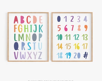 Alphabet Poster Number Chart 1-20 Montessori Printable | Etsy