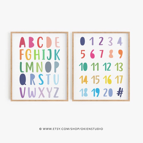 Alphabet Poster Number Chart 1-20 Montessori Printable - Etsy