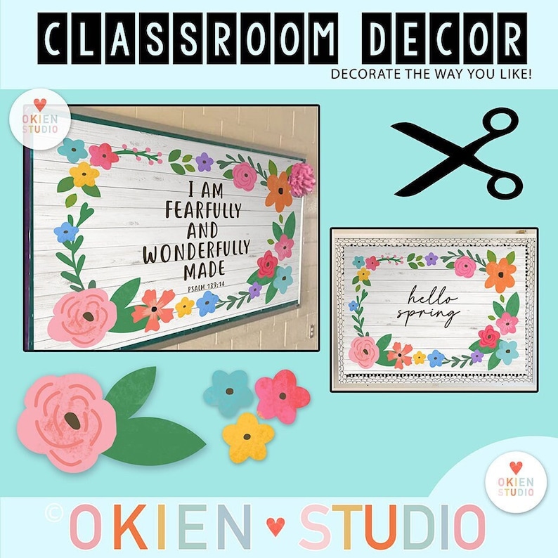 Hello Spring Classroom Bulletin Board Kit Flowers Classroom - Etsy