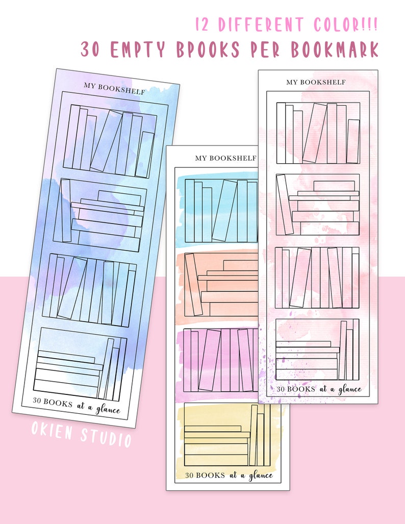 12 Colors Bookmark Printable Reading Tracker Bookmark - Etsy