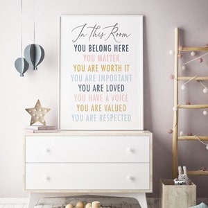 Neutral Wall Art, in This Room Sign, Rainbow Poster Set, Diversity ...
