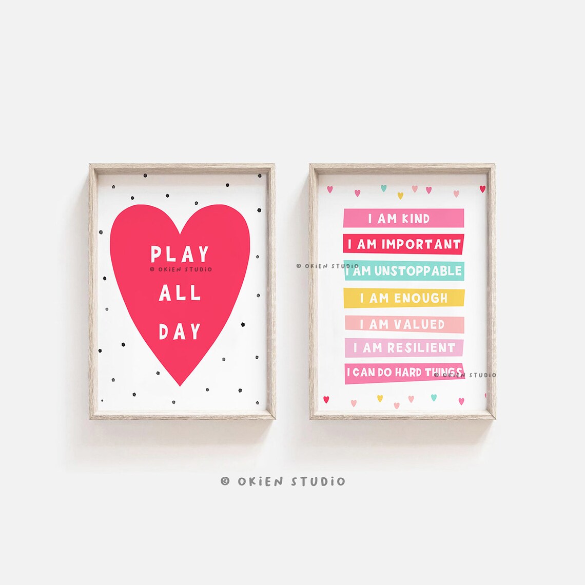 Hearts Print Nursery Positive Affirmations Art Prints Happy - Etsy