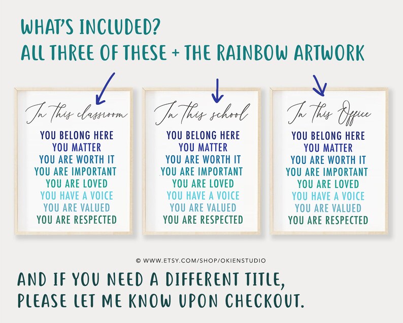Rainbow Wall Decor in This Classroom Teacher Poster You Are | Etsy