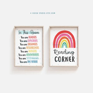 Rainbow Reading Corner Sign, Positive Affirmations, Homeschool Wall ...