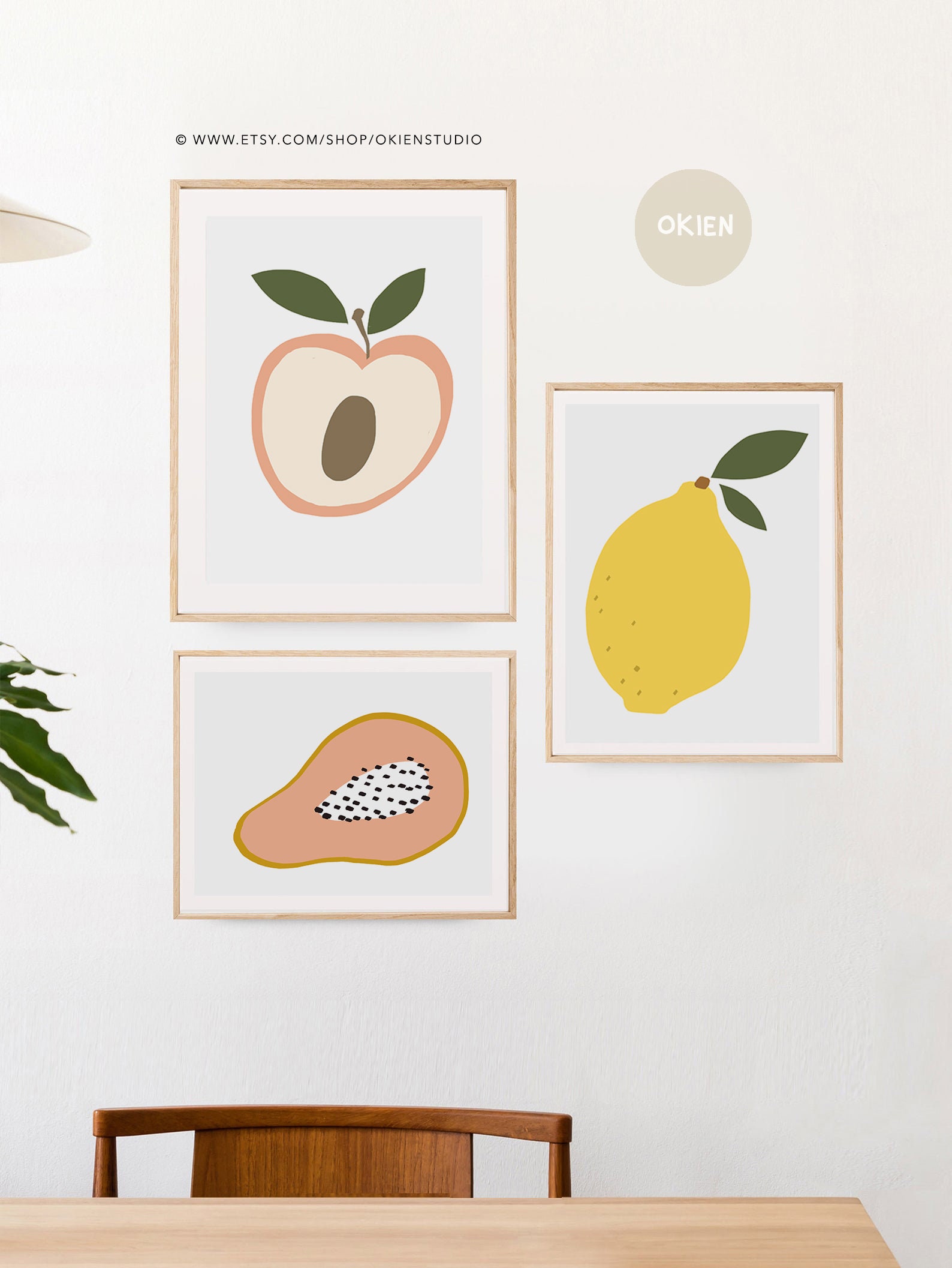 Summer Fruit Wall Art Modern Fruit Art Papaya Art Lemon - Etsy