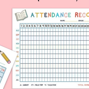 Printable, Yearly Attendance Sheet, Digital Teacher Log, Tracker ...