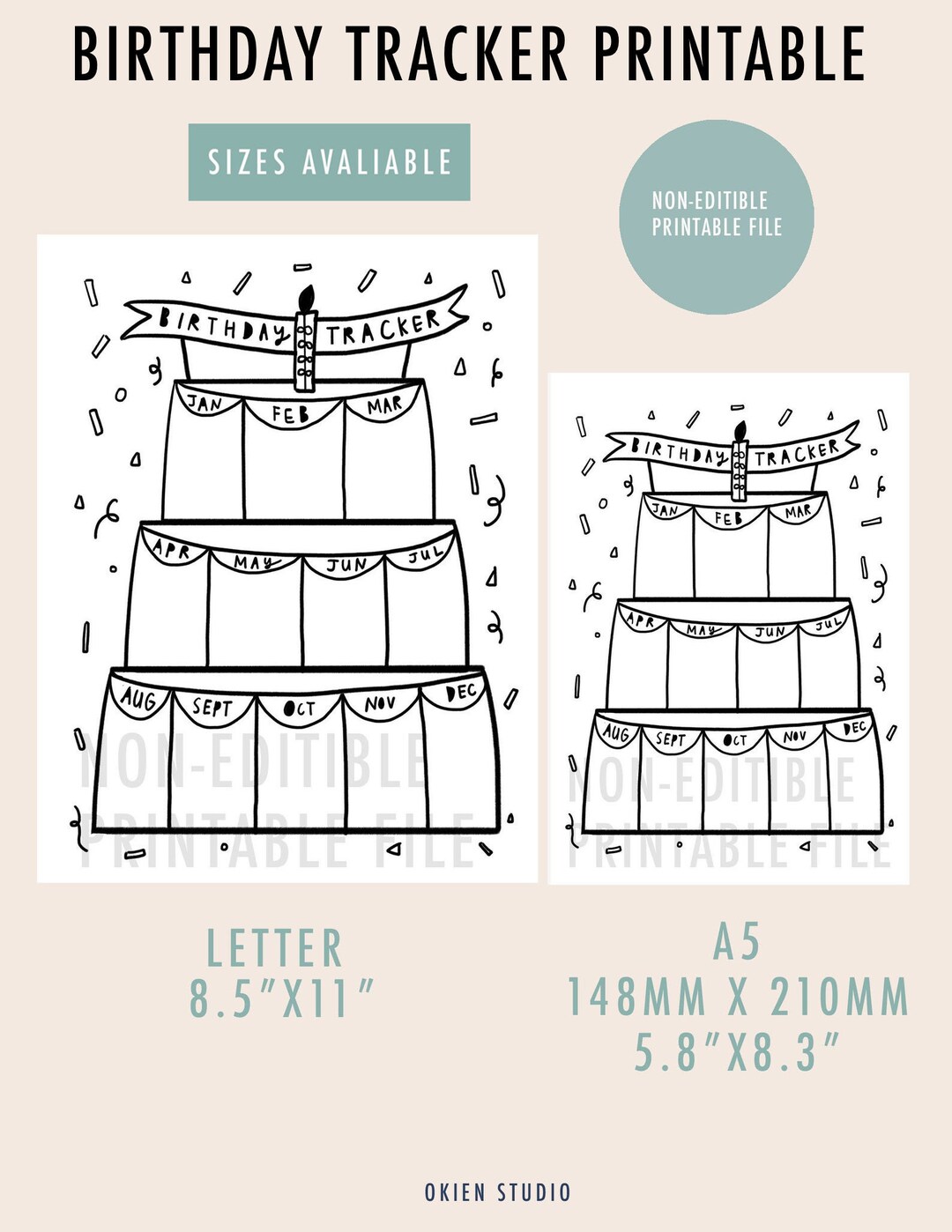 Printable, Birthday Tracker, Birthday Log, Birthday Calendar, Classic ...