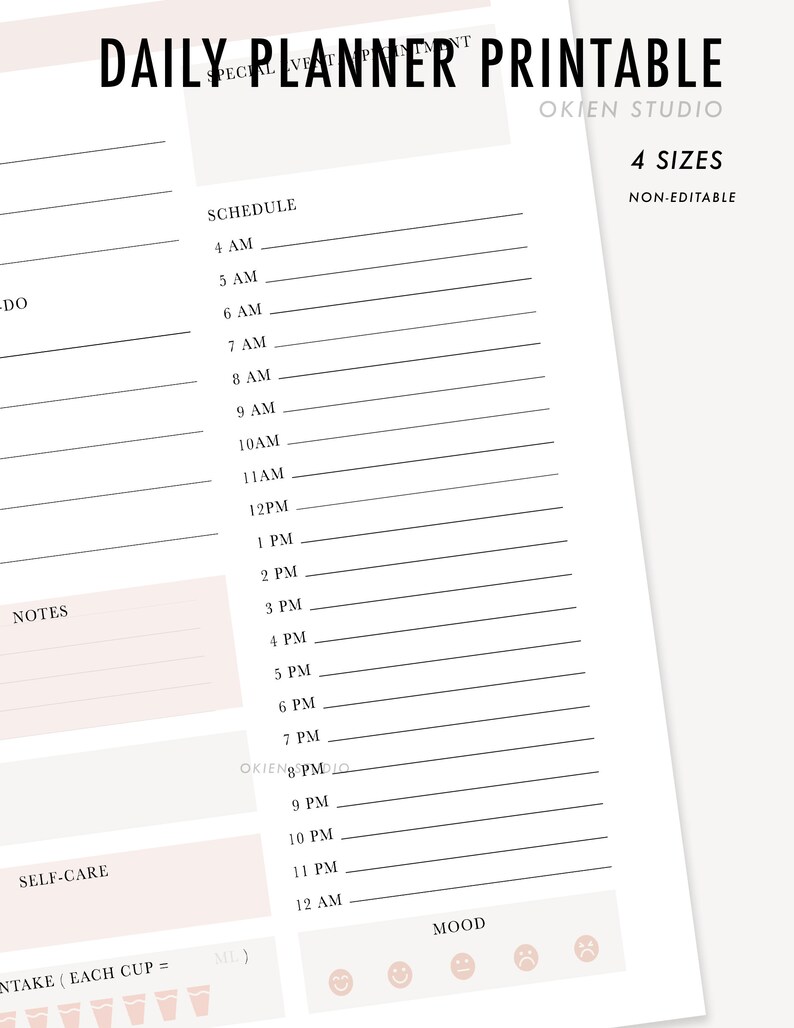 Day Plan Printable Daily Planner 365 Daily Plan Productive - Etsy