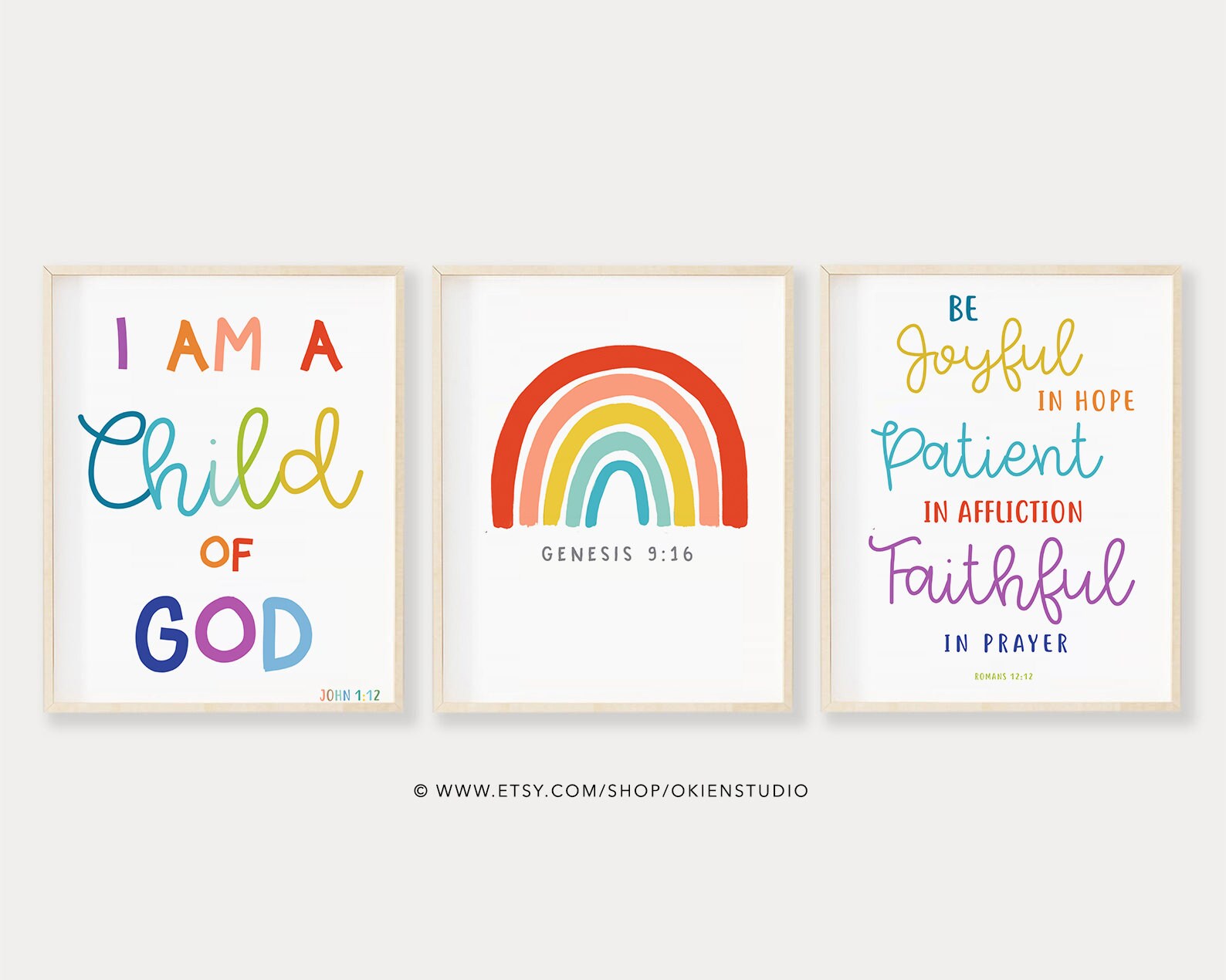 Set of 3 Bible Verse Print Christian Scripture Nursery | Etsy