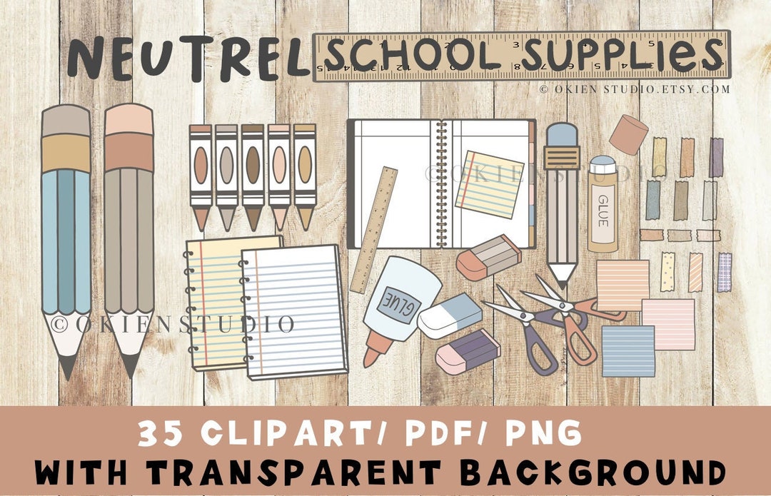 Neutral Stationery Clipart, Neutral Boho Classroom Labels, School ...