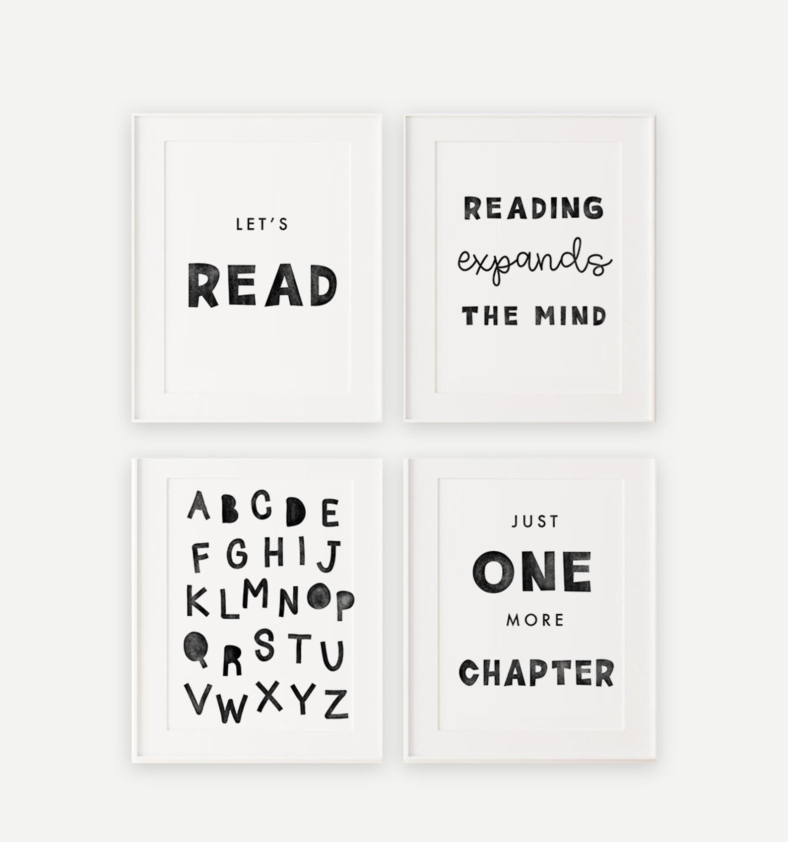 Alphabet Nursery Poster Set – Black & White Nursery Prints Digital ...